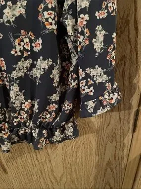 Sienna Sky | Tops | Sienna Sky Navy Floral Wrap Blouse With Tie | Poshmark